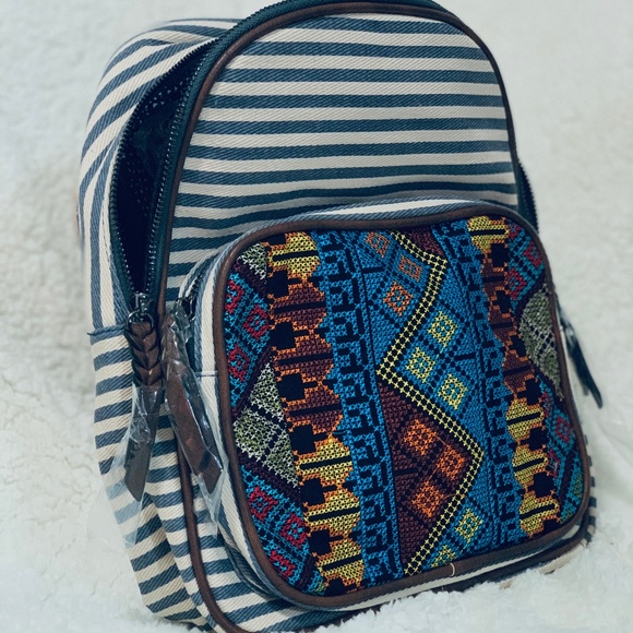 MMS Design Studio | Bags | Mms Design Studio Boho Navy Striped Backpack ...
